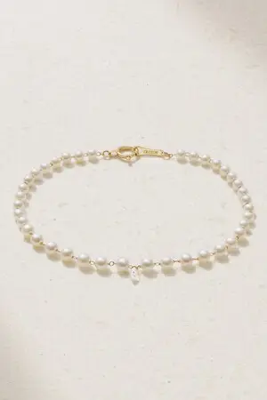 Mizuki 14-karat Pearl And Diamond Bracelet - Gold