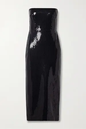 Alex Perry Strapless Sequined Crepe Midi Dress