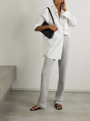 Eterne Embroidered Cotton And Modal-blend Jersey Sweatpants