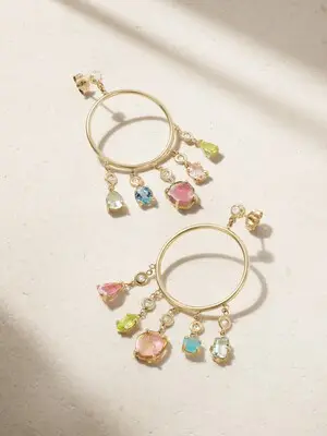 Jacquie Aiche 14-karat Gold -stone Dangle Hoop Earrings