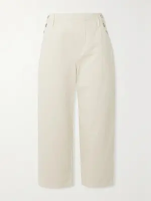 FRAME Cropped Wide-leg Cotton-twill Pants