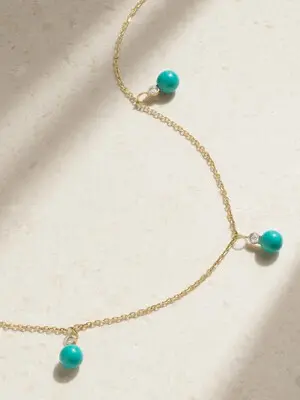 Mateo 14-karat Turquoise And Diamond Necklace