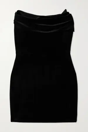Alex Perry Strapless Draped Stretch-velvet Mini Dress