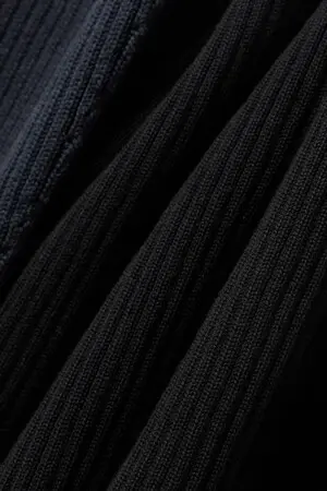 THE ROW Dua Two-tone Ribbed Turtleneck Sweater - Black