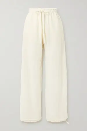 Acne Studios Cotton And Linen-blend Wide-leg Trousers With Frayed Trims