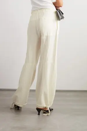 Acne Studios Cotton And Linen-blend Wide-leg Trousers With Frayed Trims
