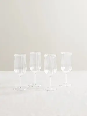 SOPHIE LOU JACOBSEN Tulip Wine Glasses Set Of Four - Neutrals