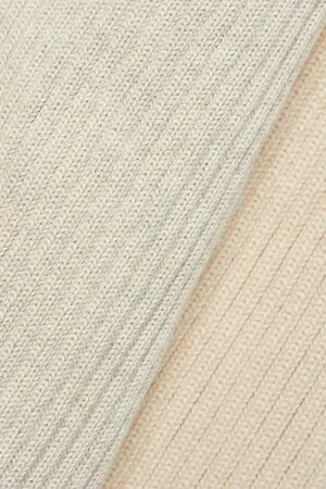 THE ROW Dua Two-tone Ribbed Cotton And Cashmere-blend Sweater - Neutrals