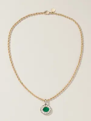 MARLO LAZ 14-karat Yellow And White Emerald And Diamond Necklace - Gold