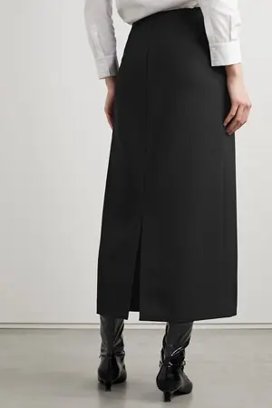 THE ROW Kassie Grain De Poudre Wool Midi Skirt