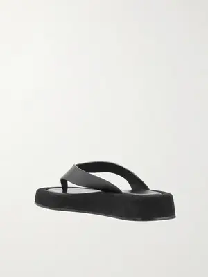 THE ROW Ginza Leather And Suede Platform Flip Flops - Black