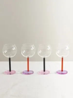 SOPHIE LOU JACOBSEN Bilboquet Set Of Four Wine Glasses - Neutrals