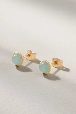 OLE LYNGGAARD COPENHAGEN Lotus 18-karat Aquamarine Stud Earrings - Gold