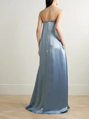 ABADIA Diana Strapless Hammered-satin Gown