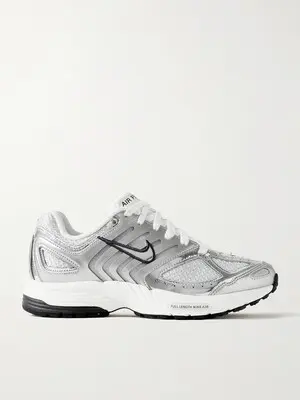 Nike Air Pegasus 2k5 Metallic Leather And Mesh Sneakers