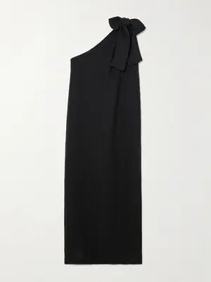 Lisa Marie Fernandez Net Sustain One-shoulder Linen-blend Gauze Maxi Dress - Black