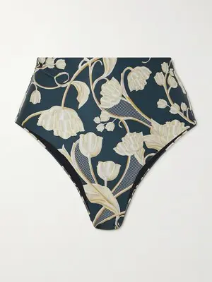 Agua Bendita Magenta Perla Floral-print Bikini Briefs - Blue