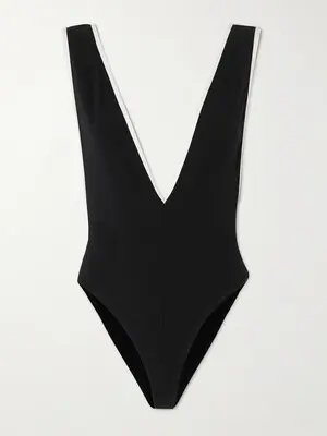 Lisa Marie Fernandez Net Sustain Two-tone Stretch-crepe Swimsuit - Black
