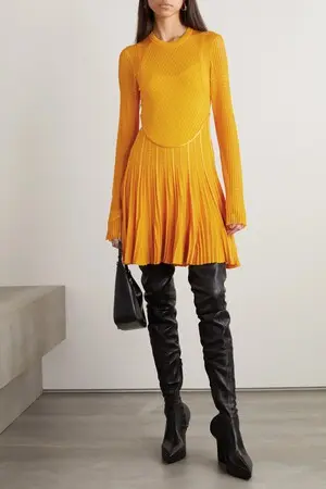 Givenchy Cutout Pleated Knitted Mini Dress