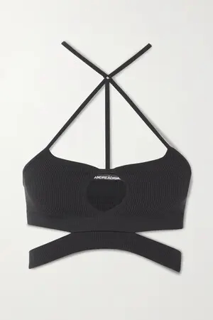 ANDREĀDAMO Cutout Ribbed Stretch-jersey Bra