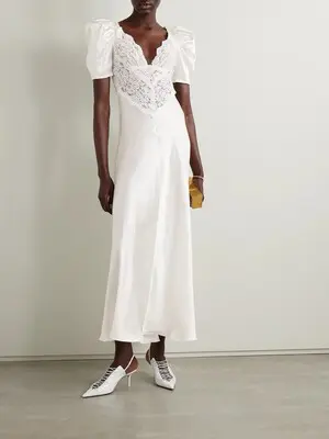 RODARTE Lace-trimmed Silk-satin Gown