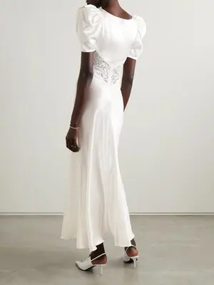 RODARTE Lace-trimmed Silk-satin Gown