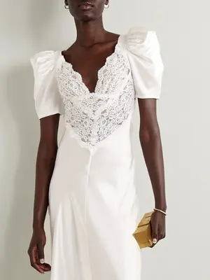 RODARTE Lace-trimmed Silk-satin Gown