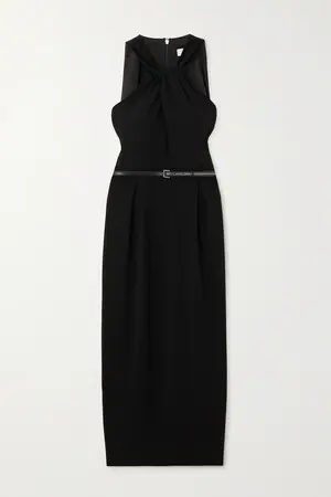 Max Mara Luna Belted Crepe Halterneck Midi Dress - Black