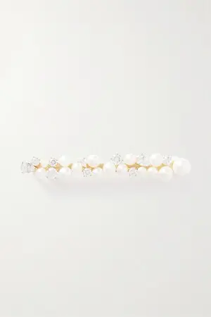Completedworks Net Sustain Recycled Gold-plated, Pearl And Crystal Hair Slide - White