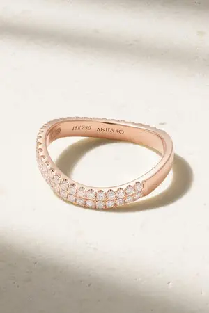 ANITA KO Curved 18-karat Rose Diamond Ring - Gold