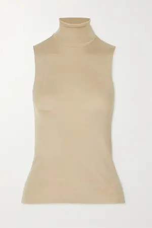 THE ROW Desio Ribbed Silk Turtleneck Top