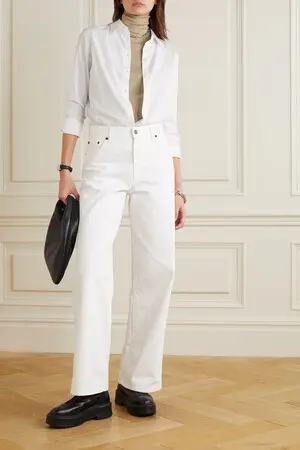 THE ROW Desio Ribbed Silk Turtleneck Top