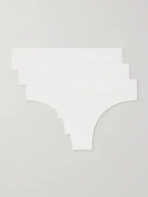 CDLP Net Sustain Set Of Three Tencel Lyocell-blend Thongs - White
