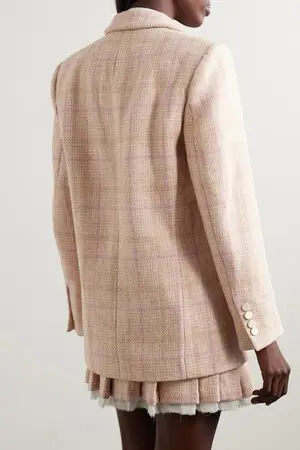LoveShackFancy Denzel Checked Houndstooth Wool Blazer