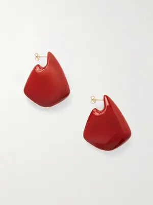 Bottega Veneta Gold Vermeil And Enamel Earrings - Red
