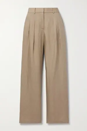 LoveShackFancy Adams Pleated Wide-leg Pants