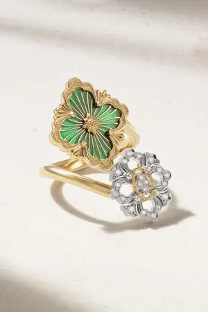 Buccellati Opera Tulle 18-karat Diamond And Enamel Ring - Gold