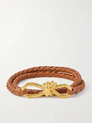Bottega Veneta Andiamo Intrecciato Leather Belt - Brown