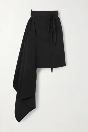 ANN DEMEULEMEESTER Draped Wool Midi Wrap Skirt