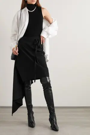 ANN DEMEULEMEESTER Draped Wool Midi Wrap Skirt