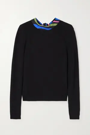 Emilio Pucci Silk-twill Trimmed Wool Sweater