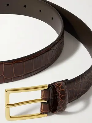 Anderson's Croc-effect Leather Belt - Brown