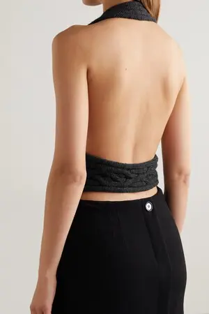 Proenza Schouler Open-back Cable-knit Halterneck Top