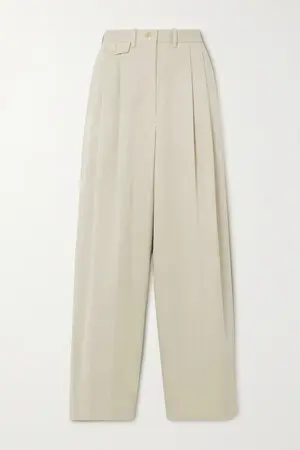 Purdey Pleated Cotton-twill Wide-leg Trousers