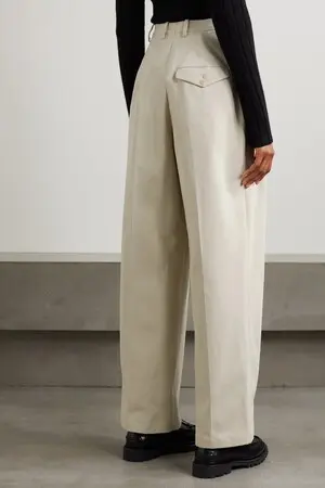 Purdey Pleated Cotton-twill Wide-leg Trousers