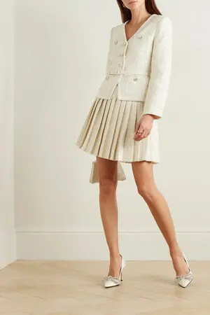 SELF-PORTRAIT Belted Embellished Bouclé Mini Dress