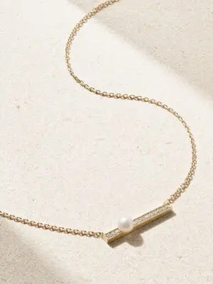 Mizuki 14-karat Diamond And Pearl Necklace - Gold