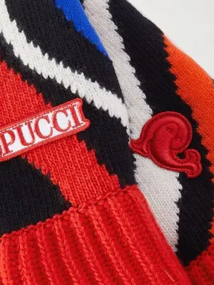 Emilio Pucci Appliquéd Wool-jacquard Mittens