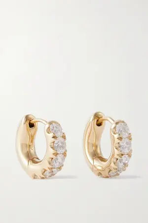 ROXANNE FIRST Super Duper 14-karat Diamond Hoop Earrings - Gold