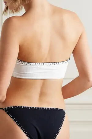 Marysia Barragan Embroidered Seersucker Bikini Top